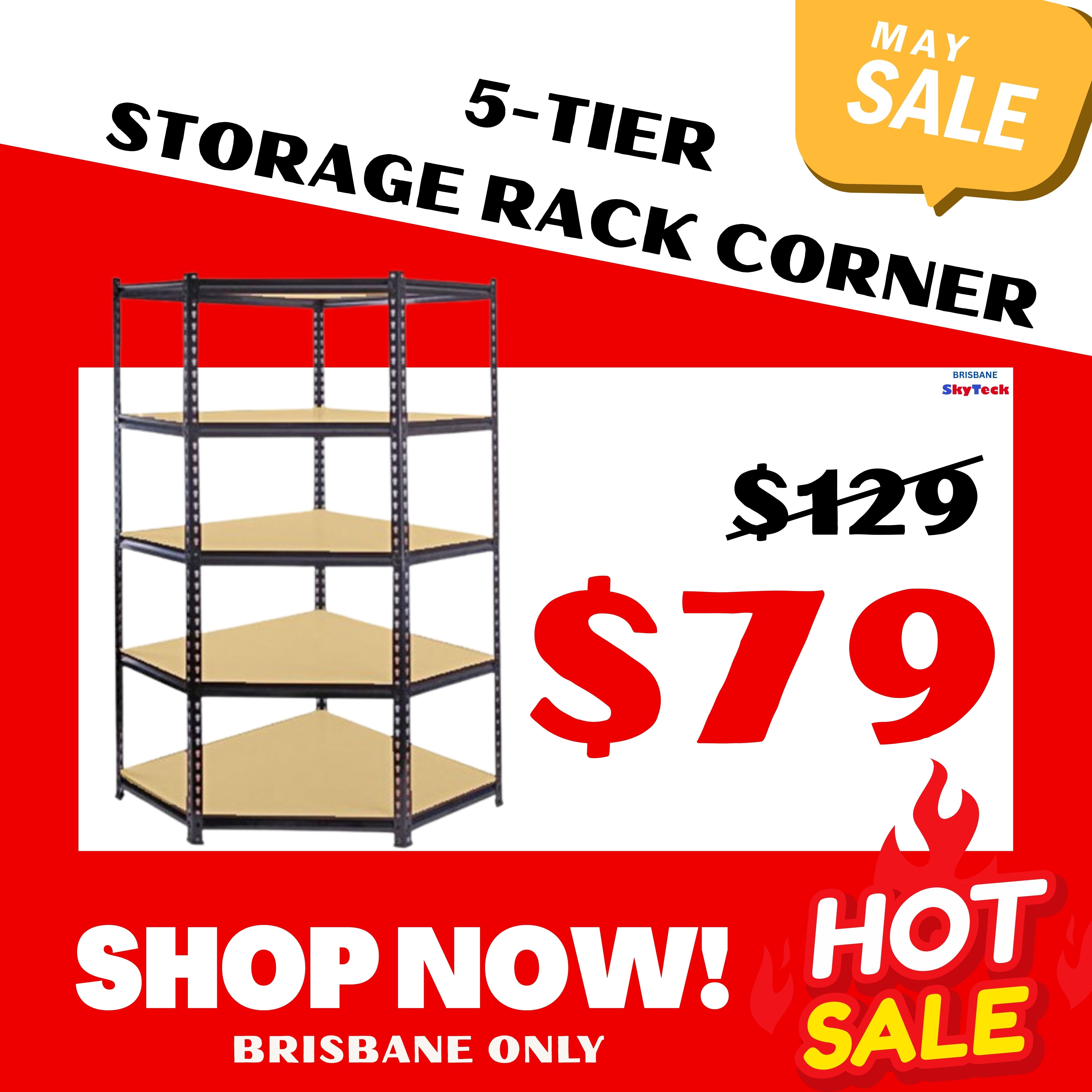 90cm Heavy Duty MDF Corner Garage Shelving Black 5 Tier Storage Comple ...